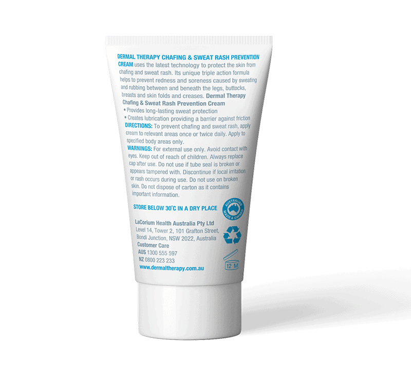 Chafing & Sweat Rash Prevention Cream | Anti chafing cream | Dermal Therapy
